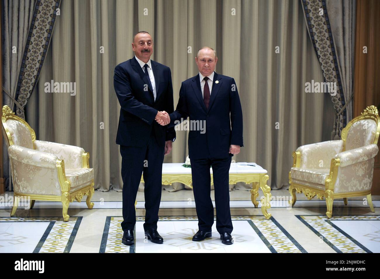Russian President Vladimir Putin, right, and Azerbaijan's President ...