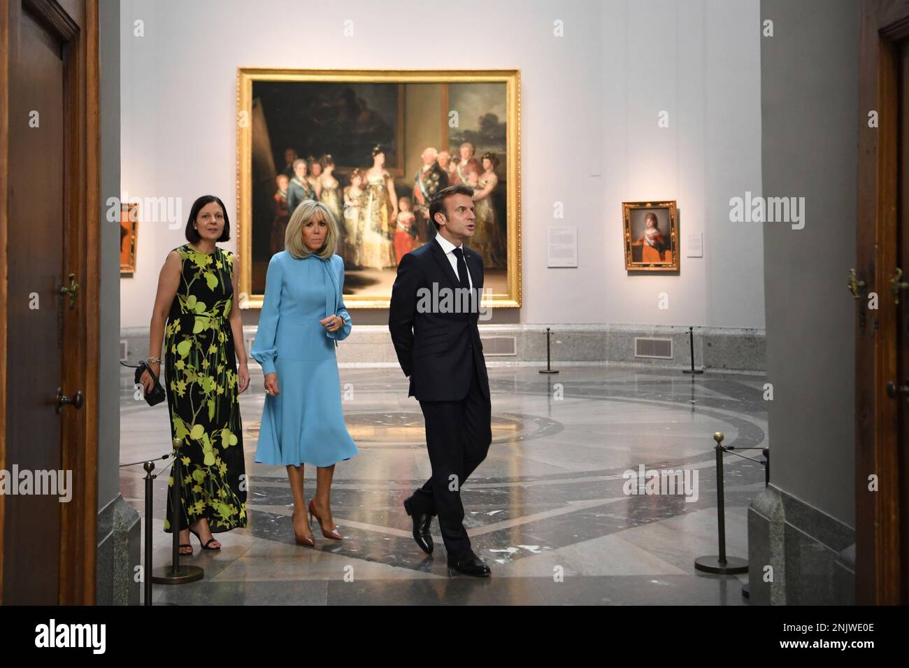 French President Emmanuel Macron and his wife Brigitte Macron, right ...