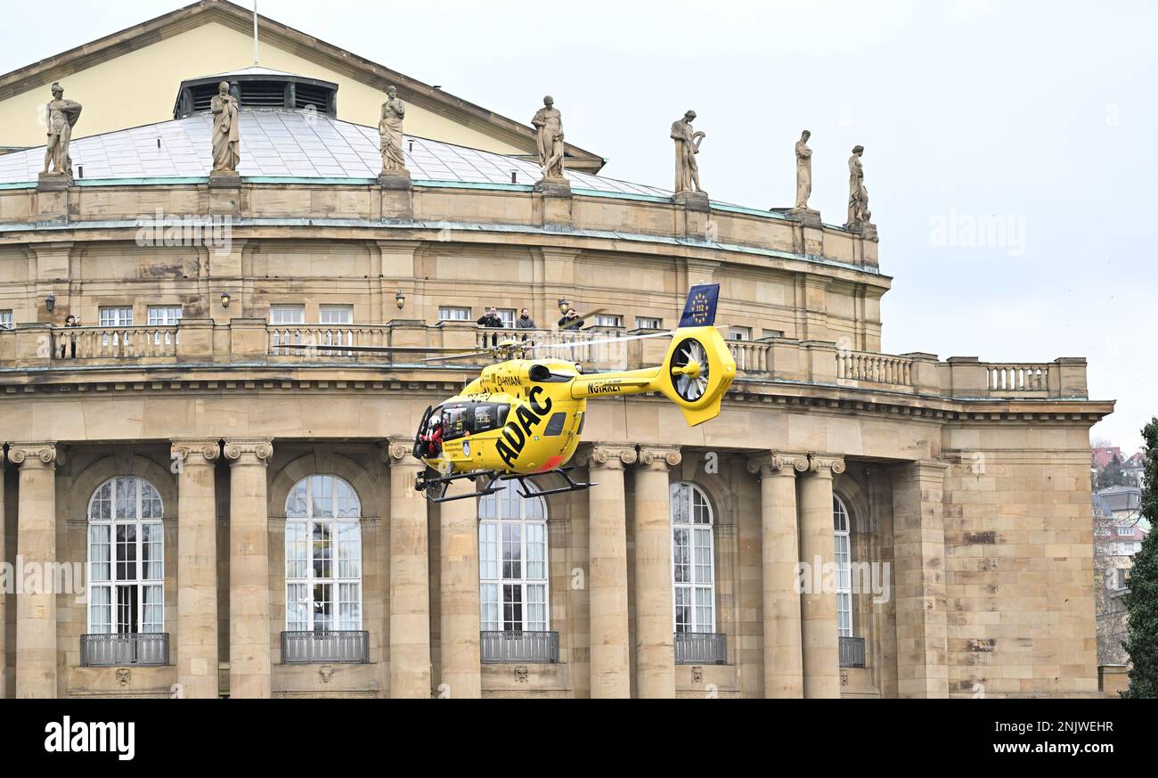 Stuttgart, Germany. 23rd Feb, 2023. An ADAC rescue helicopter lands in ...