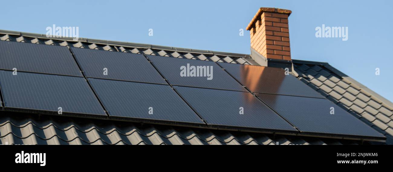 New ecologic house with solar panels Alternative to conventional energy ...