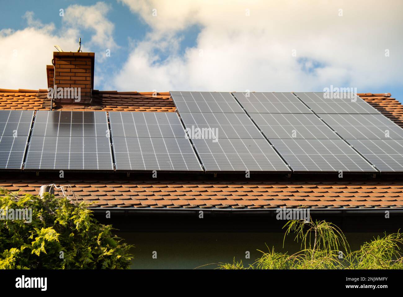 New ecologic house with solar panels Alternative to conventional energy ...