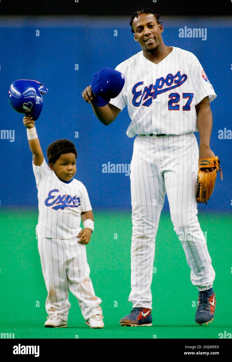 FILE - Montreal Expos' Vladimir Guerrero and his son Vladimir Jr. tip ...