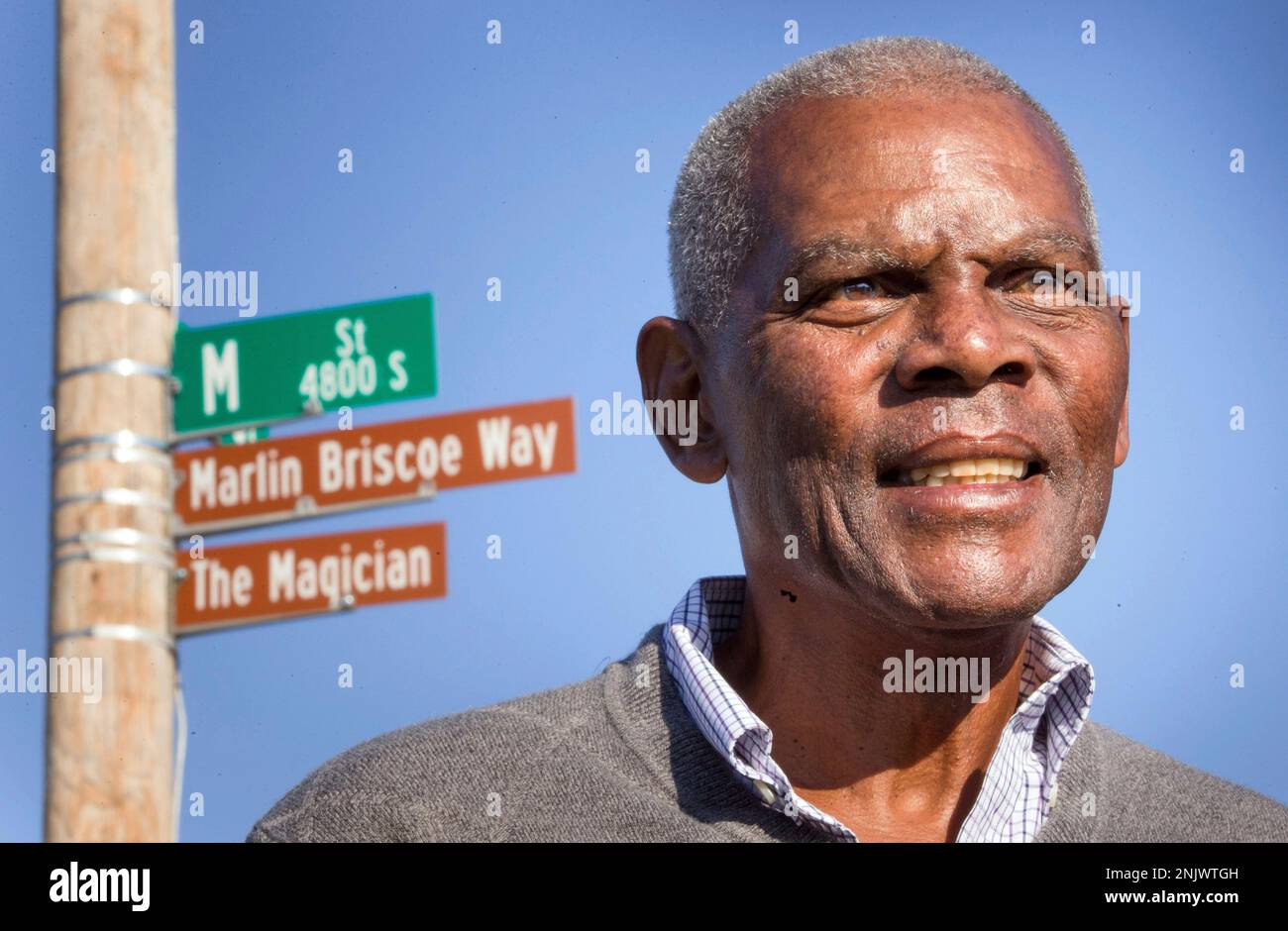 FILE - Marlin Briscoe stands in front of a street that was renamed for ...