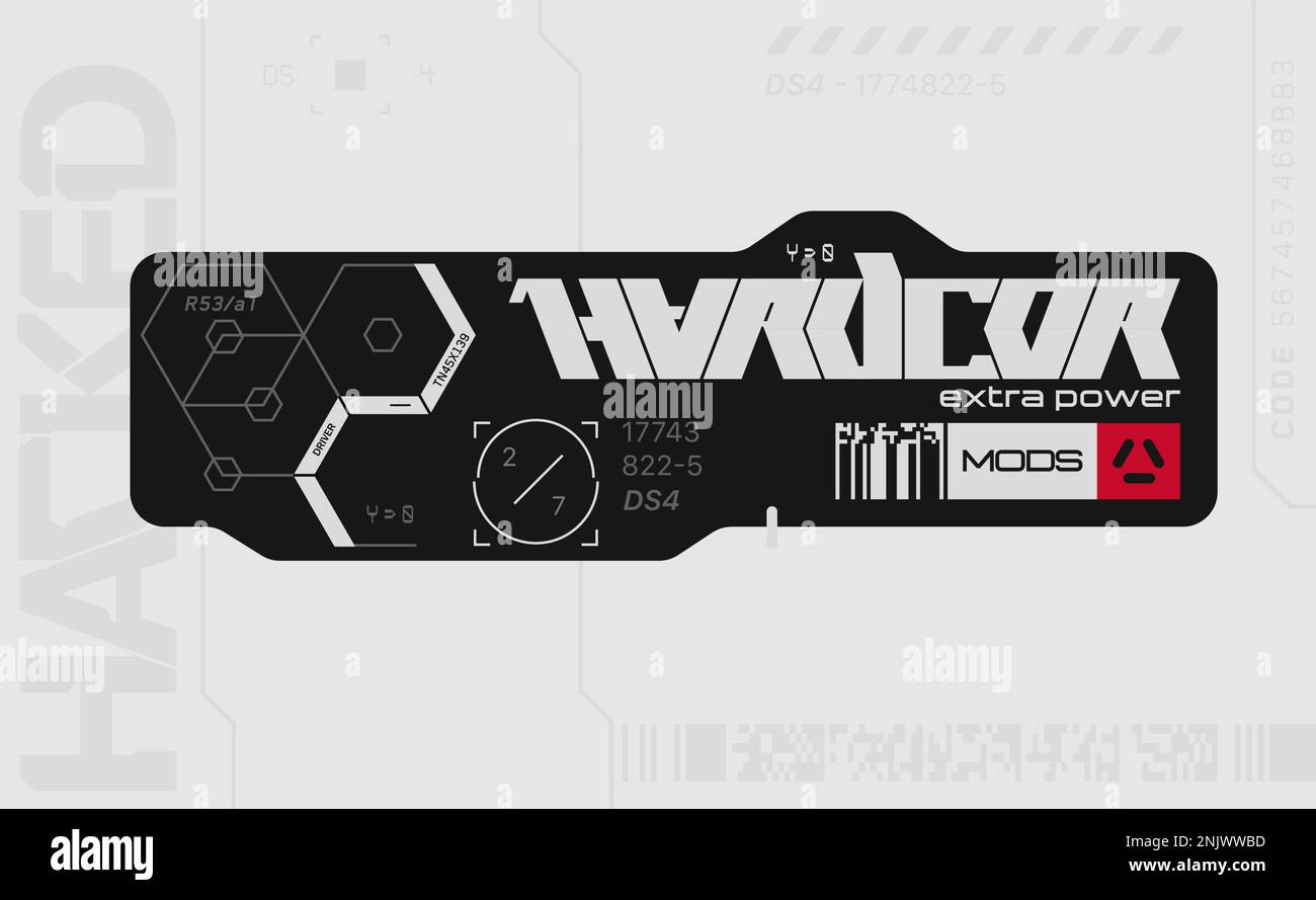 Cyberpunk decal. Vector sticker, label in futuristic style. Sci fi ...