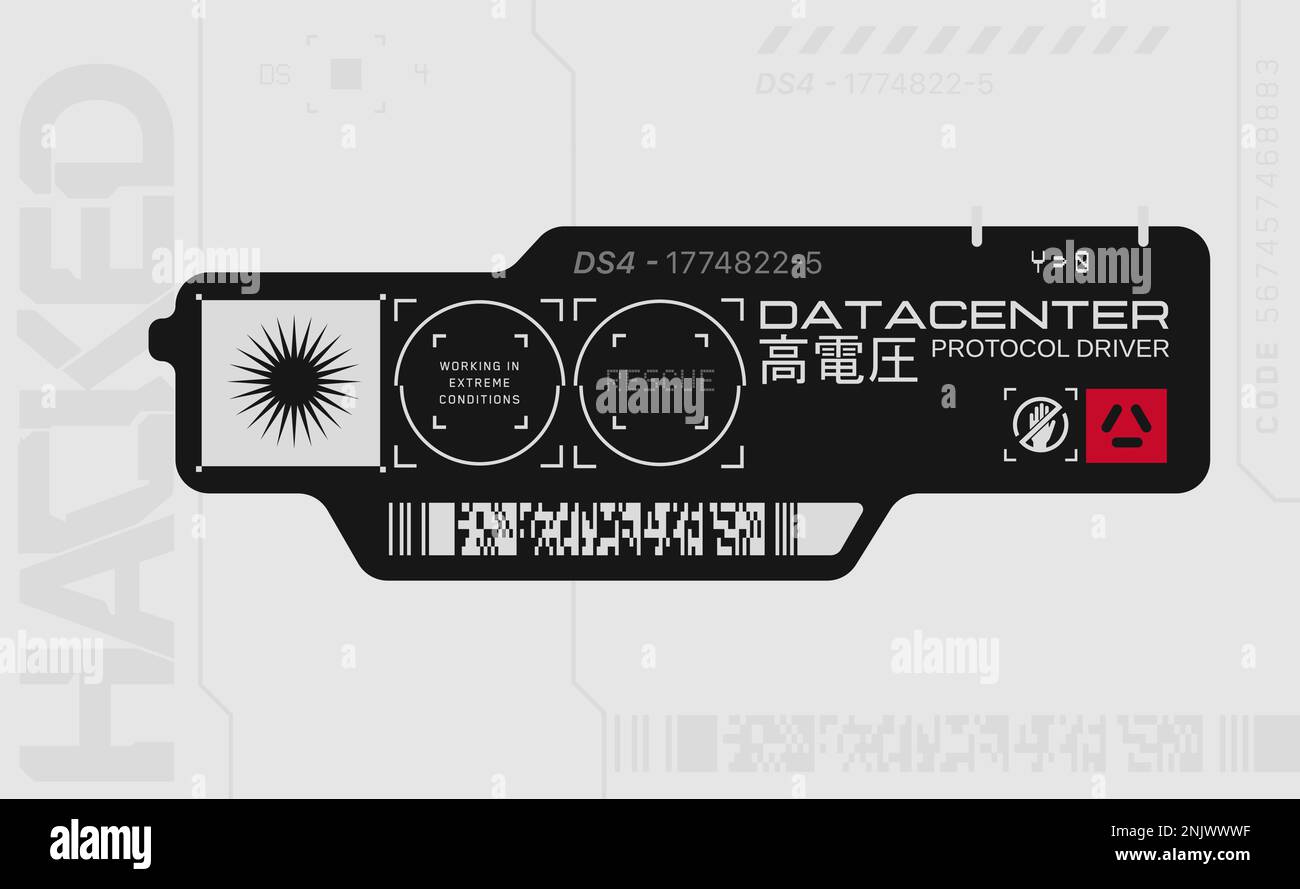 Cyberpunk decal. Vector sticker, label in futuristic style ...