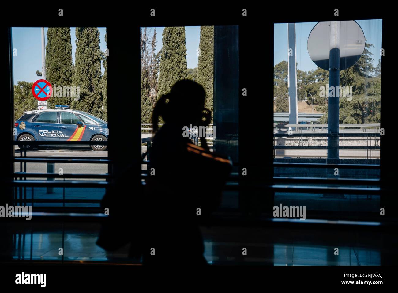 A National Police vehicle a day before the start of the NATO summit in ...