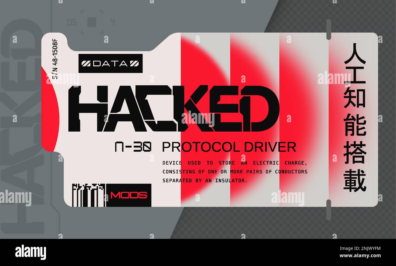 Cyberpunk decal. Vector sticker, label in futuristic style ...