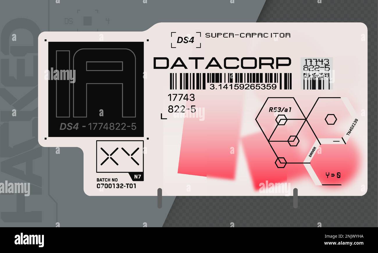 Cyberpunk decal. Vector sticker, label in futuristic style. Sci fi ...