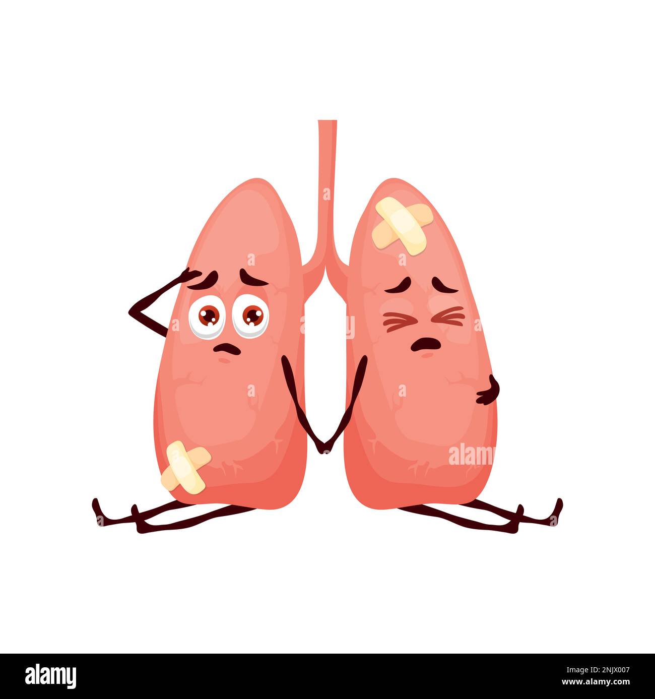 Lungs sick body organ character. Cartoon vector diseased personages of ...