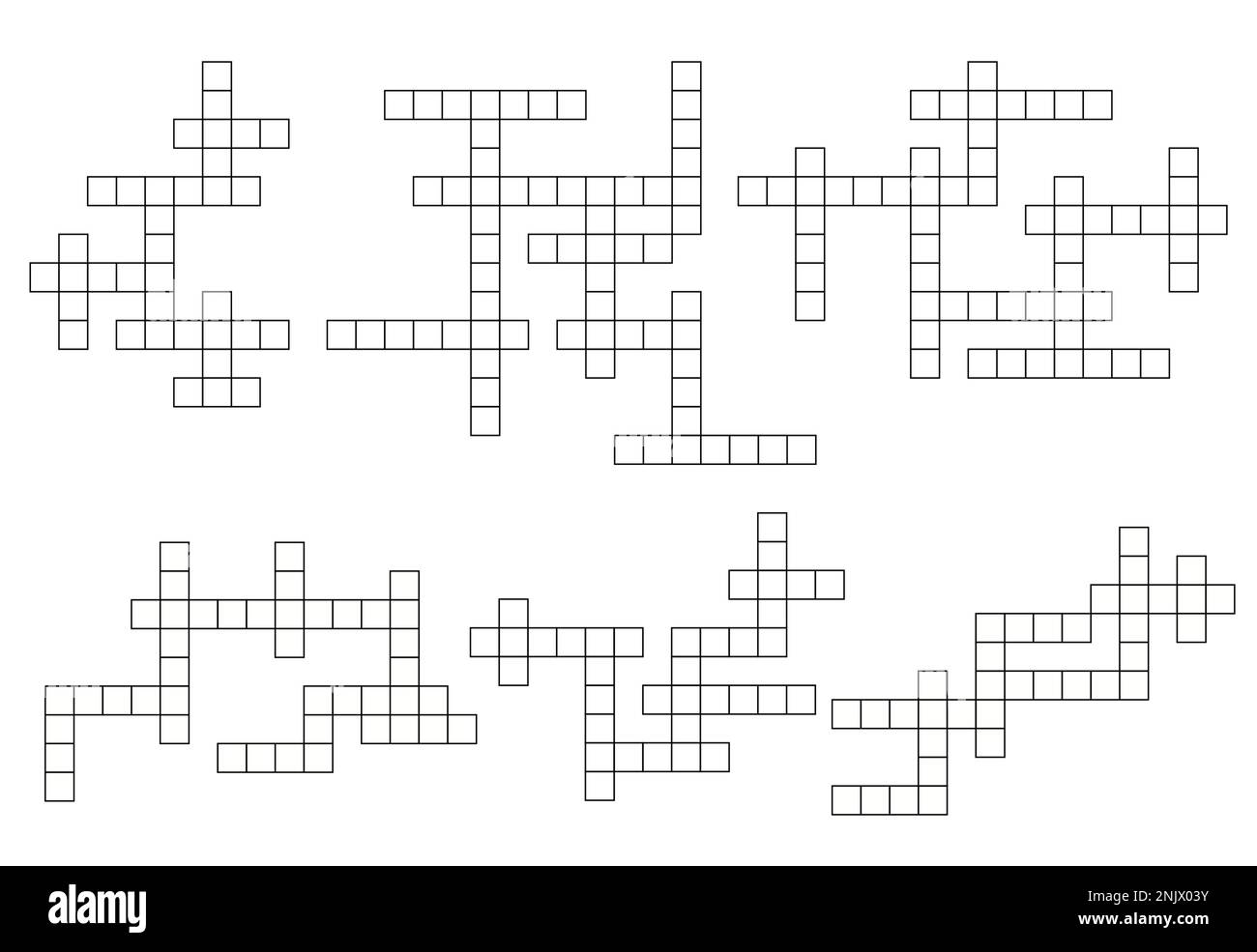 Crossword Quiz Grids Text Playing Activity Page Wordsearch Riddle Vector Blank Grid Or