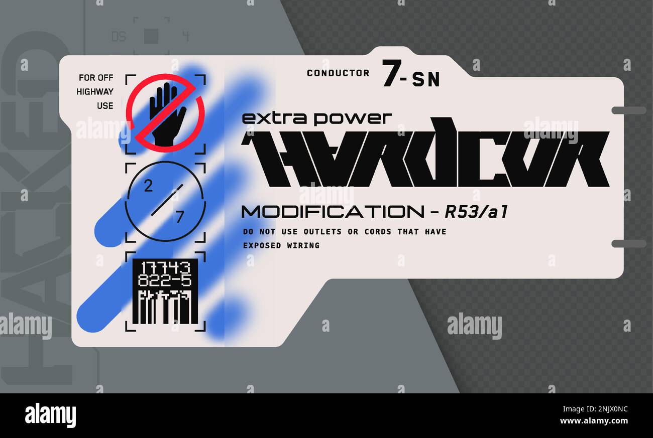 Cyberpunk decal. Vector sticker, label in futuristic style. Sci fi ...