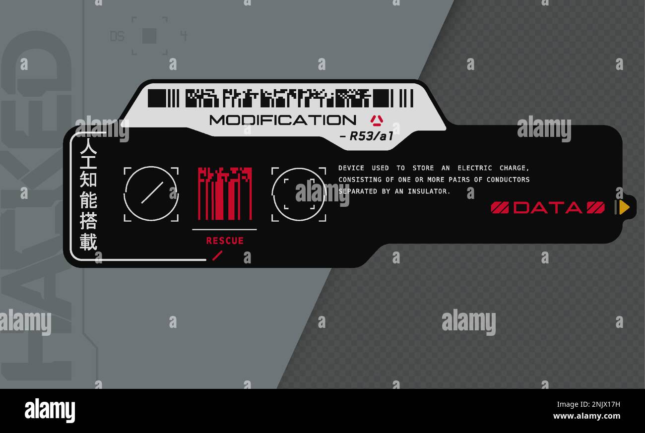 Cyberpunk decal. Vector sticker, label in futuristic style ...