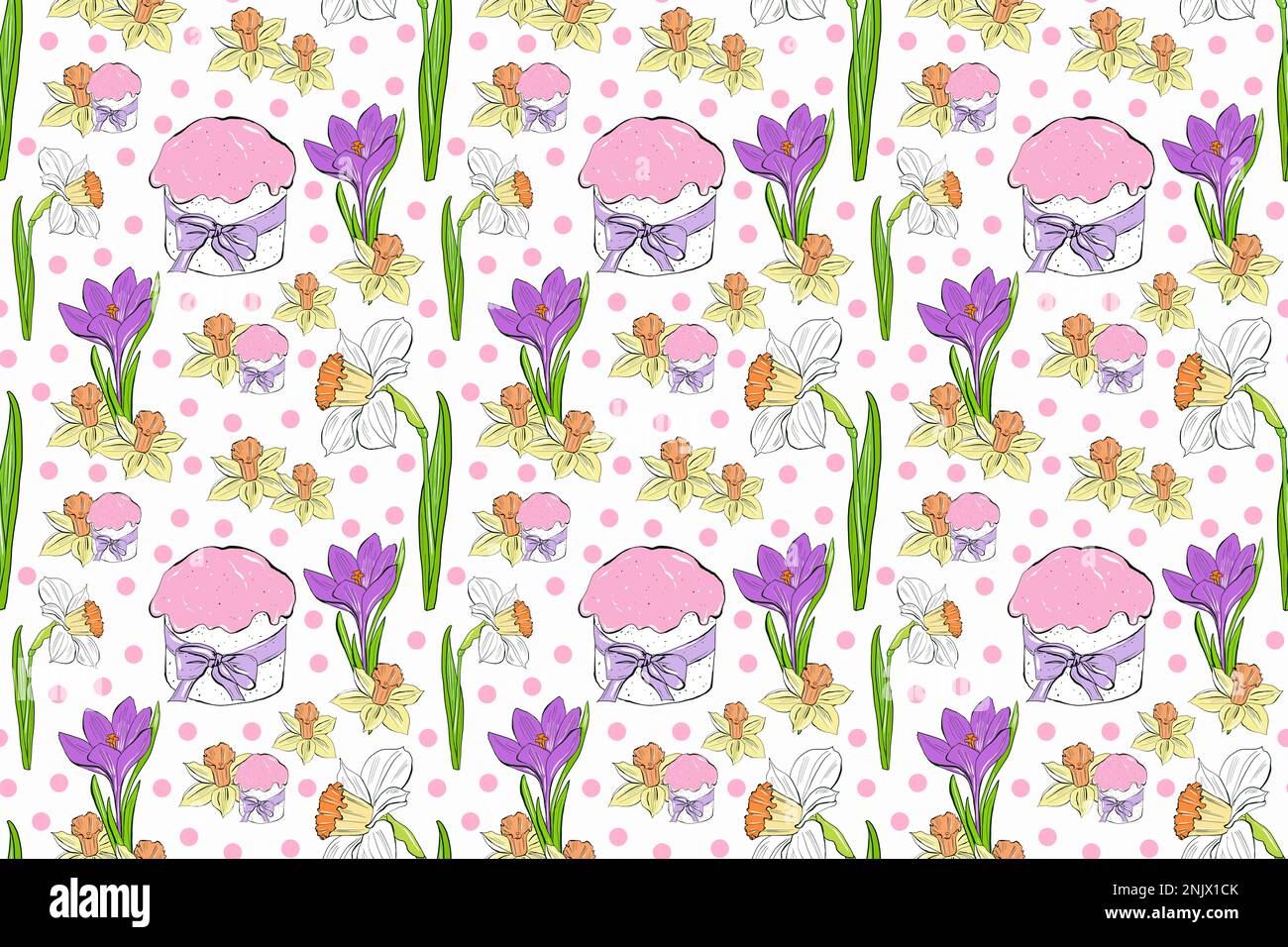 Easter seamless pattern. Flowers background for packaging and textil ...