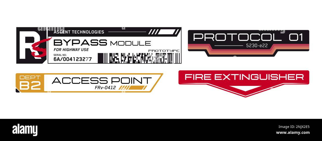 Cyberpunk decal. Vector sticker, label in futuristic style. Sci fi ...