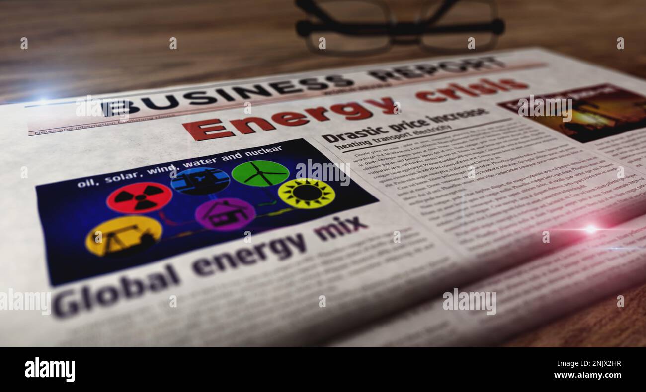 Energy crisis and fuel gas electricity price daily newspaper on table ...