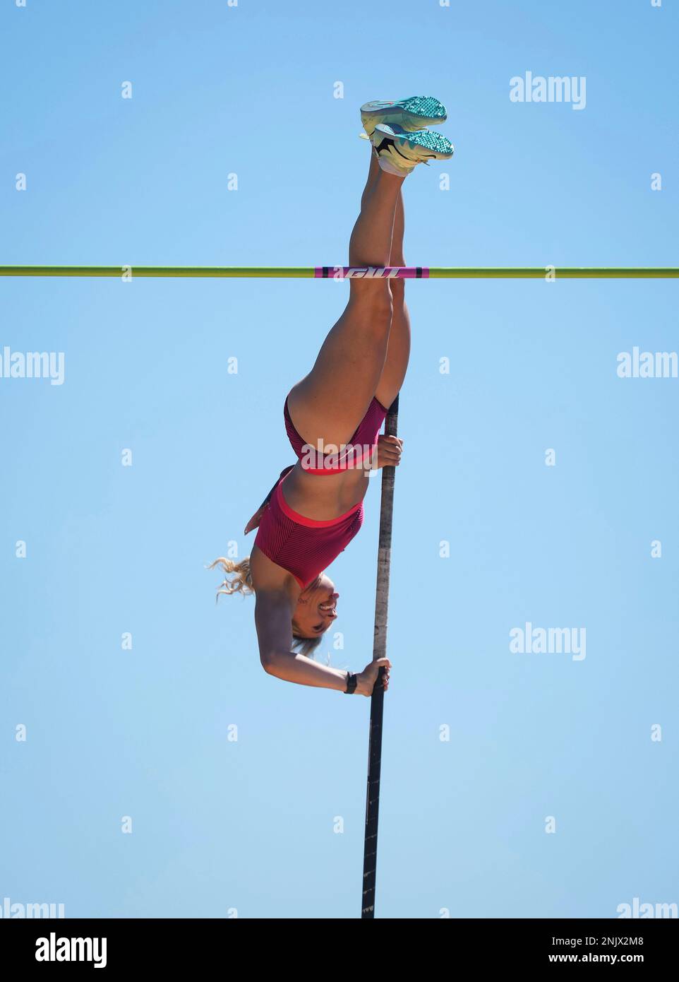 Alysha Newman competes in the women's pole vault final at the Canadian ...