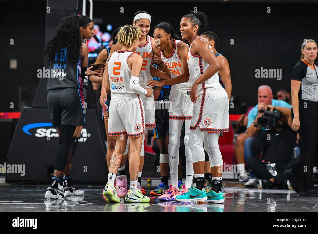 COLLEGE PARK, GA – JUNE 26: Connecticut Sun players huddle up during ...