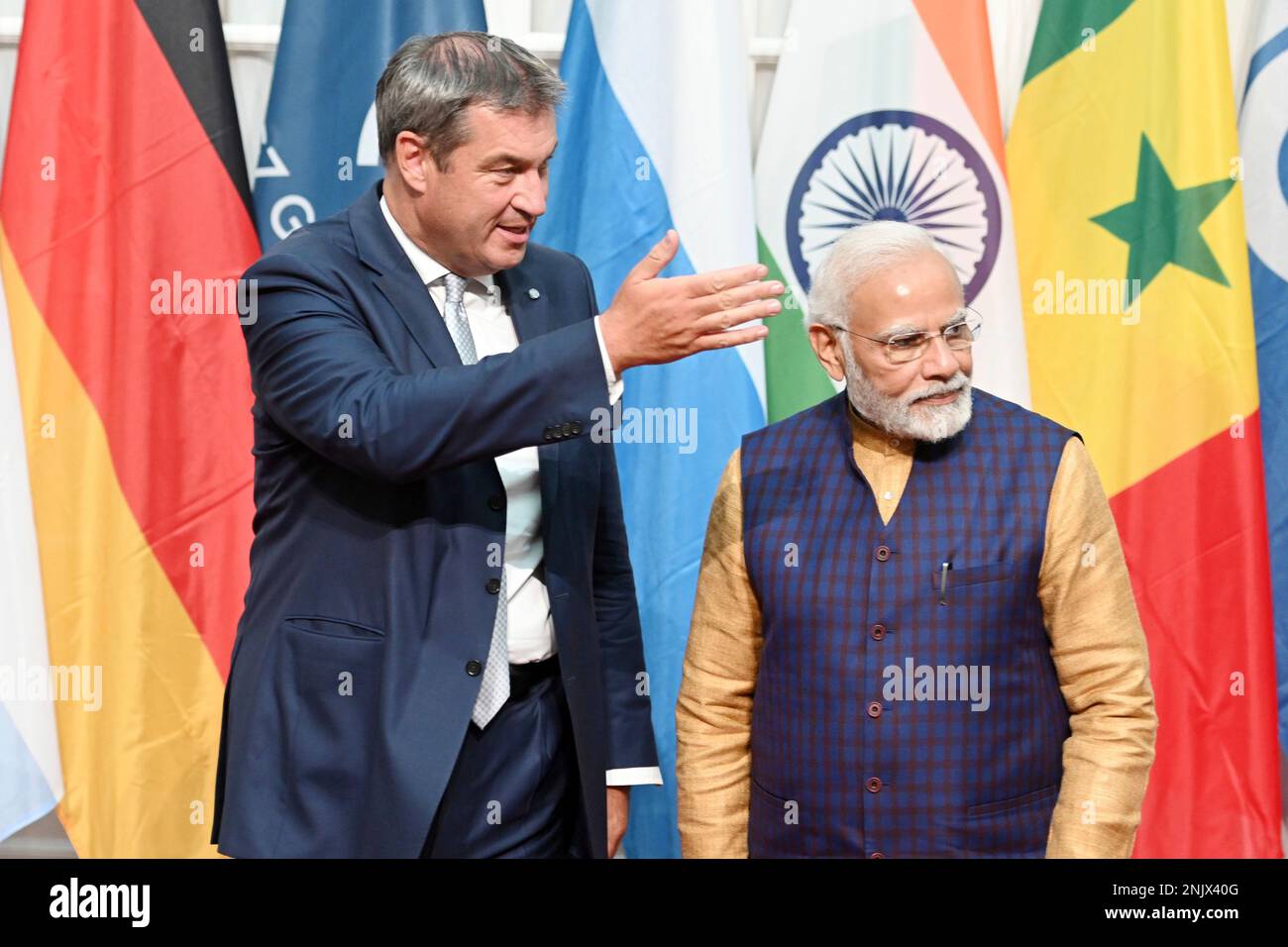 Bavarian Minister President Markus Soder, leftand Narendra Modi, Indian ...