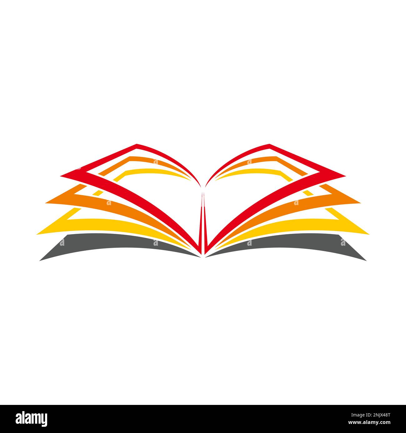 Opened book pages icon. University or college learning, bookstore or ...