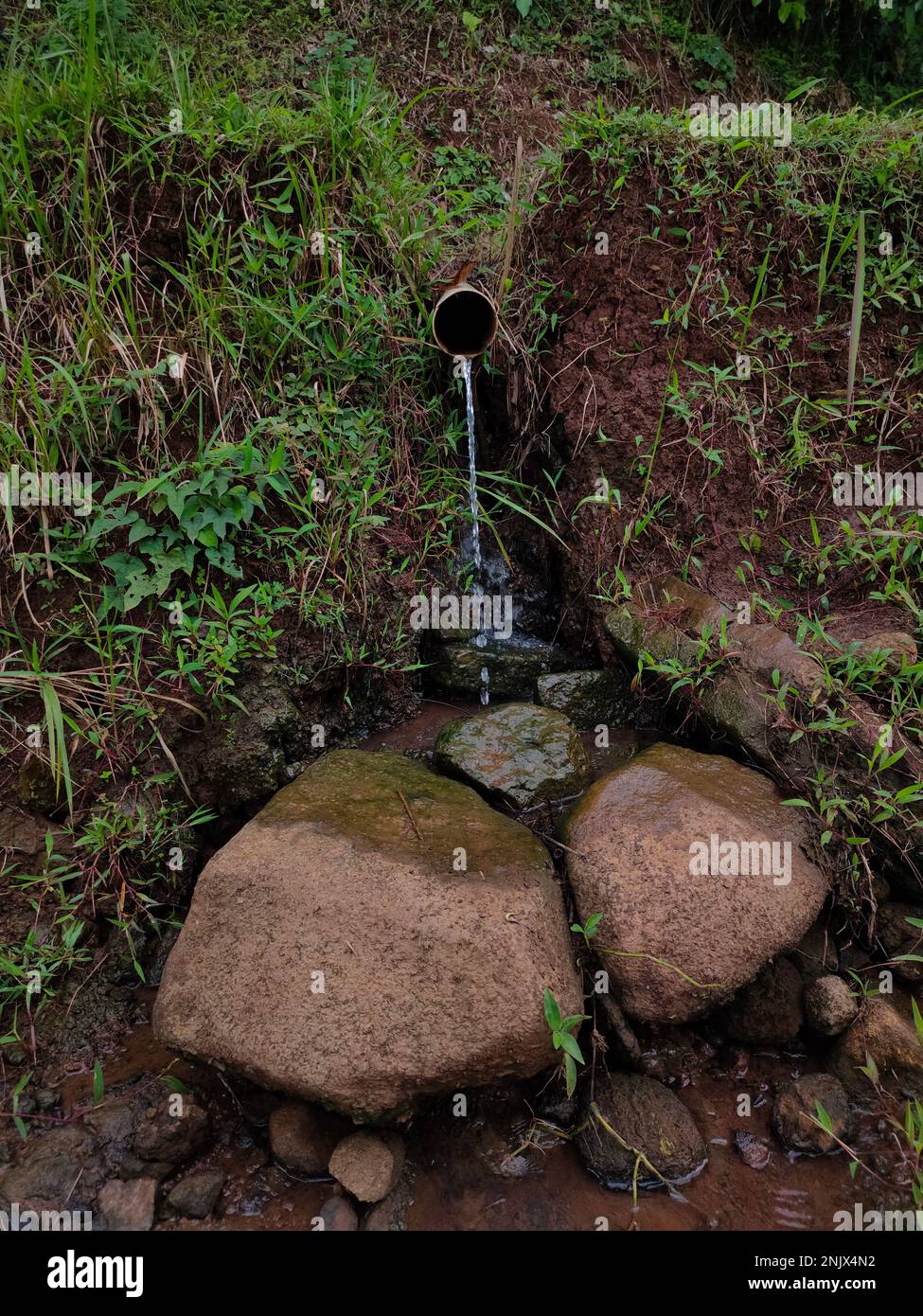 Photos of farmer's simple water disposal, day time . Made using simple ...