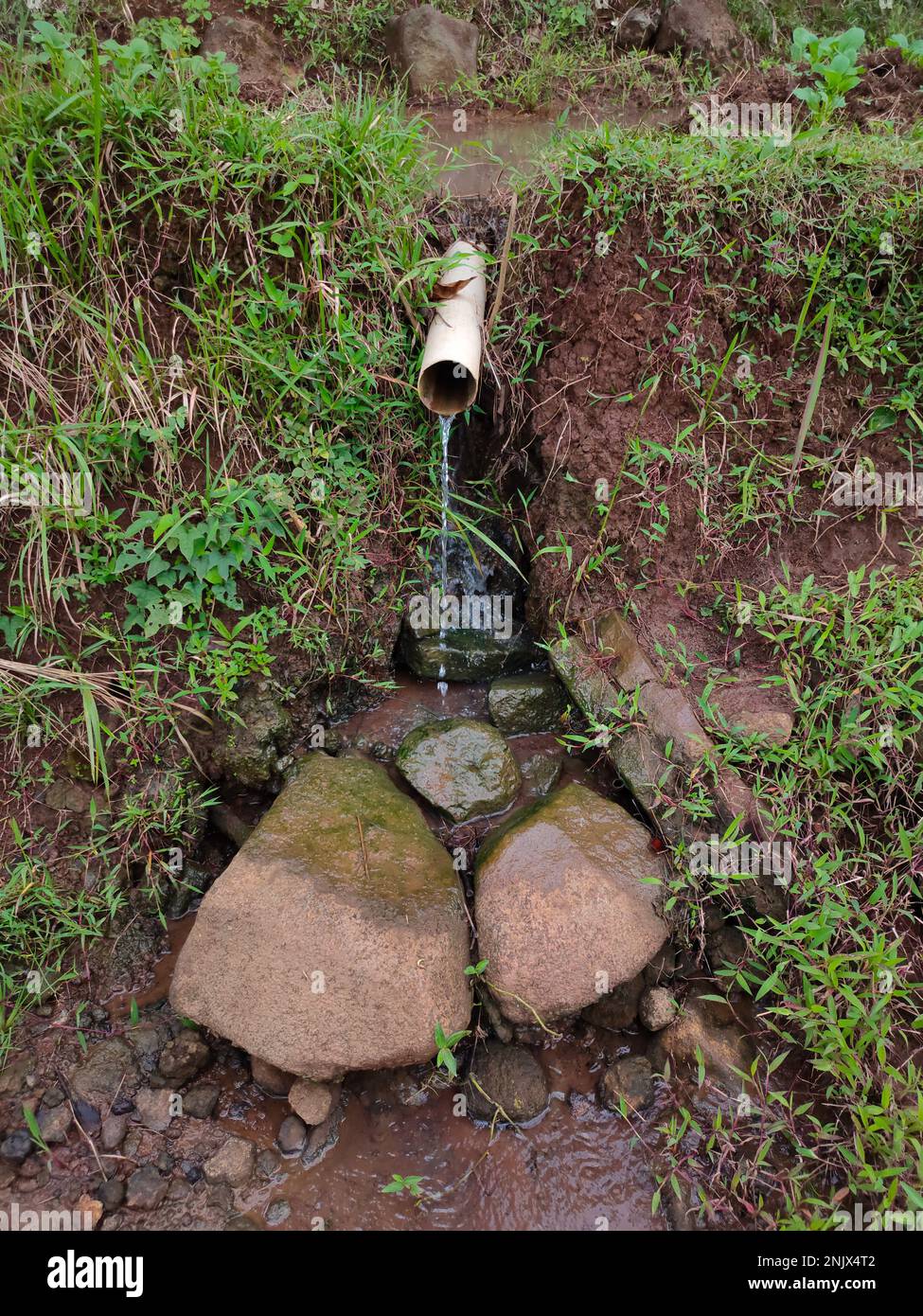 Photos of farmer's simple water disposal, day time . Made using simple ...