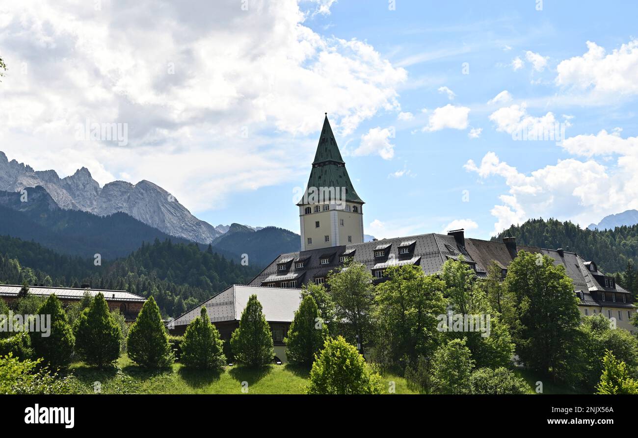 A photo shows Schloss Elmau which is G7 summit meeting venue in Bavaria ...