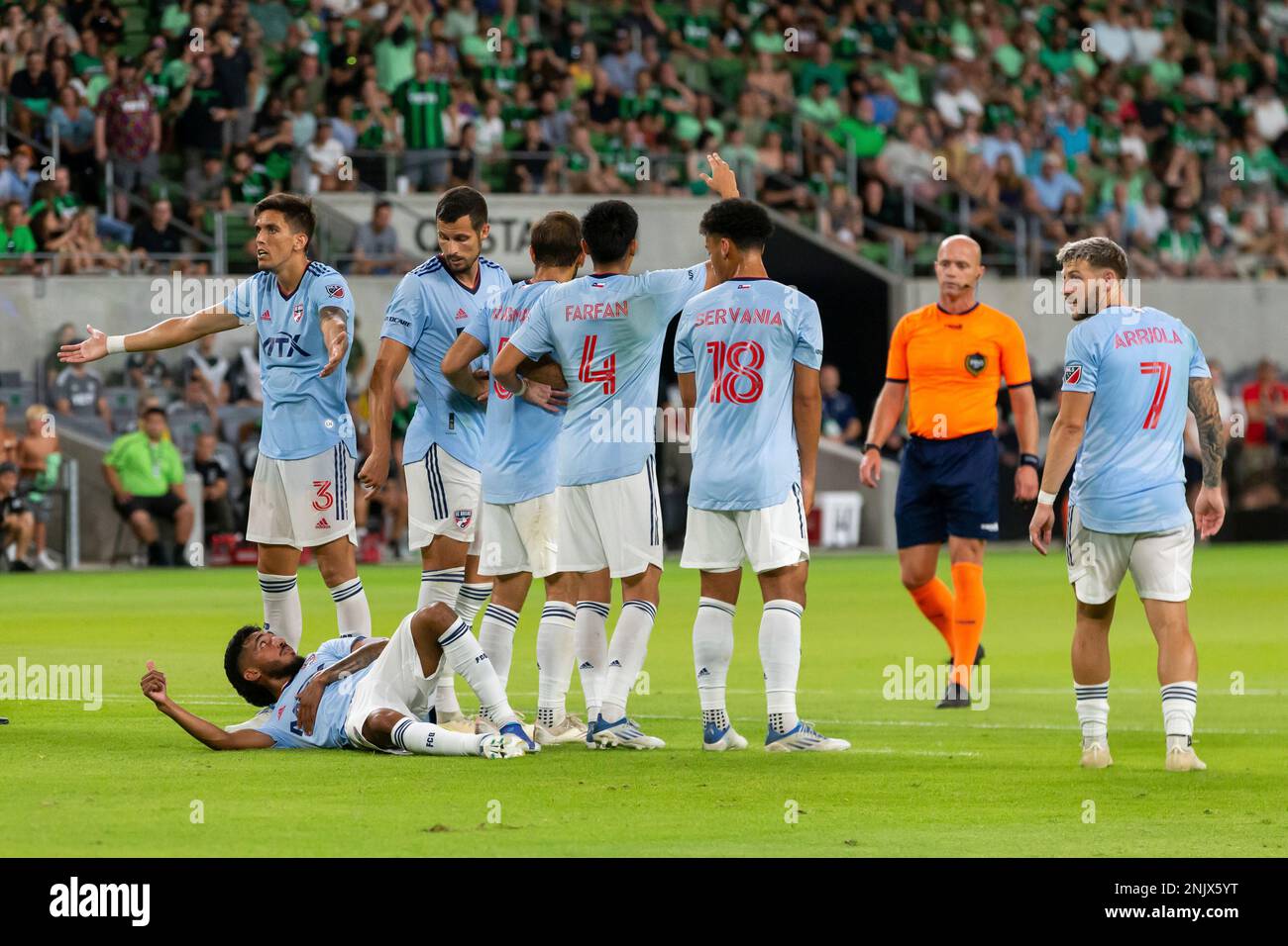 AUSTIN, TX - JUNE 25: Dallas FC players line up in a wall prior to a ...