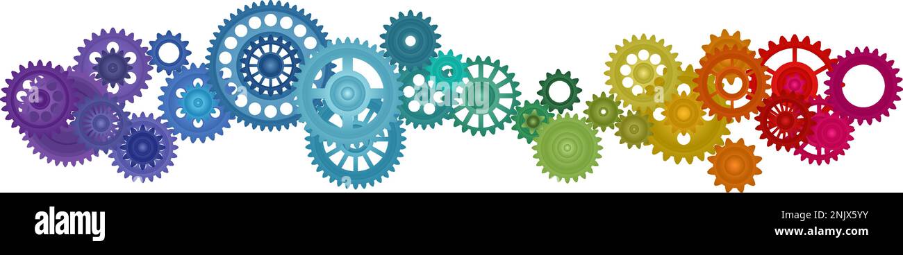 Abstract techno gear background with geometric colorful gear wheels ...