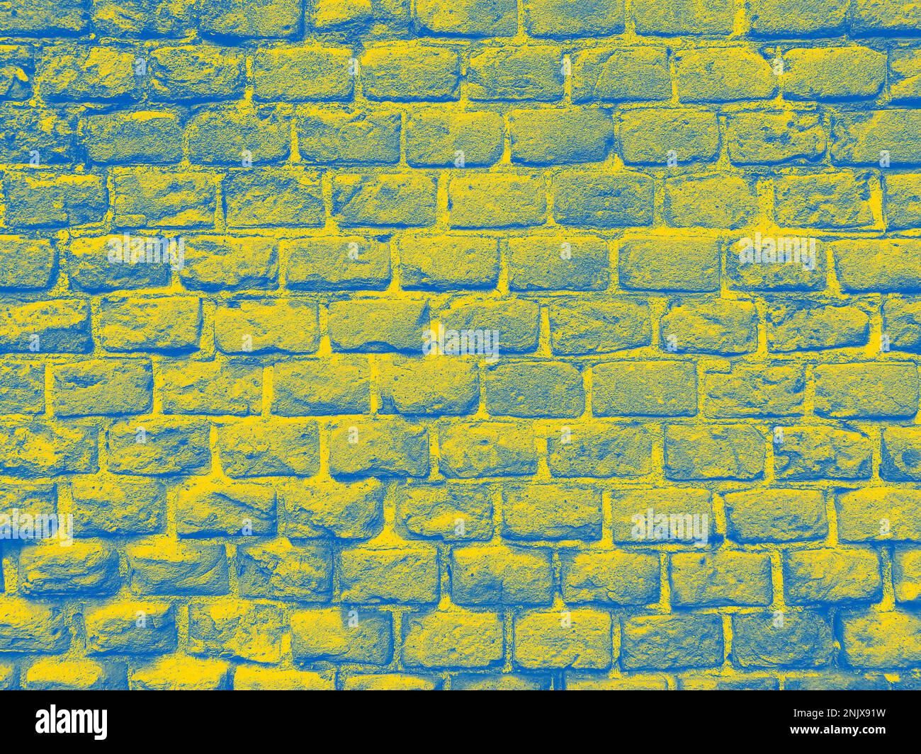 stand with Ukraine background: old brick wall colored in colors of ...