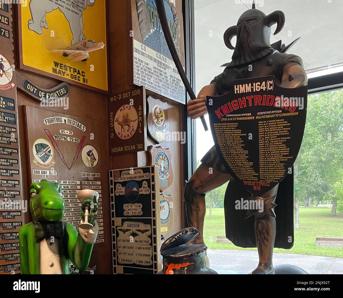 Call signs presented on plaques and statues from the original Cubi Bar ...