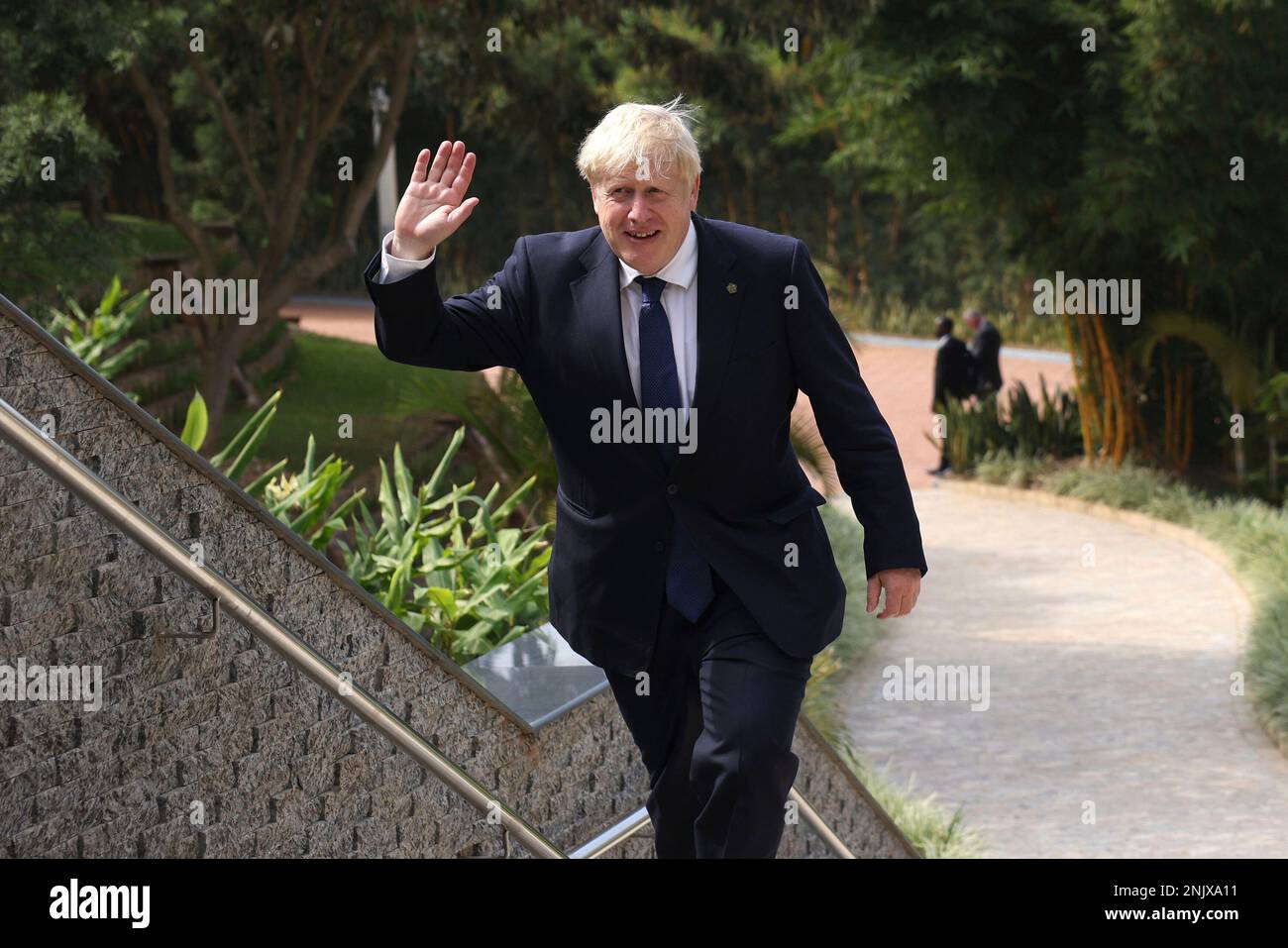 Britain's Prime Minister Boris Johnson arrives for the Leaders' Retreat ...