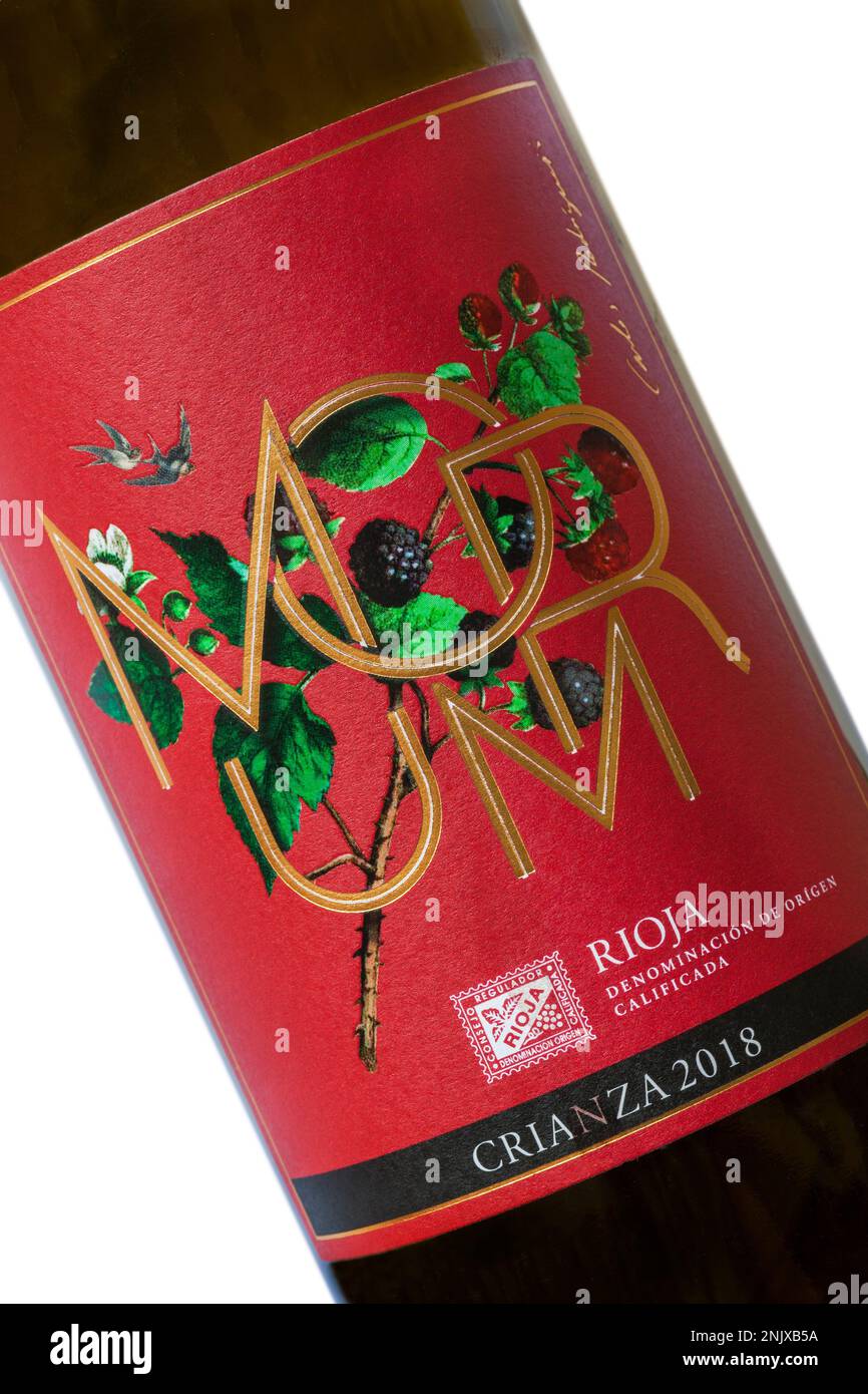 Label on Morum Rioja Crianza bottle of red wine - product of Spain ...