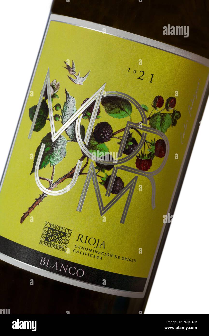 Label on Morum Rioja blanco bottle of white wine - product of Spain ...