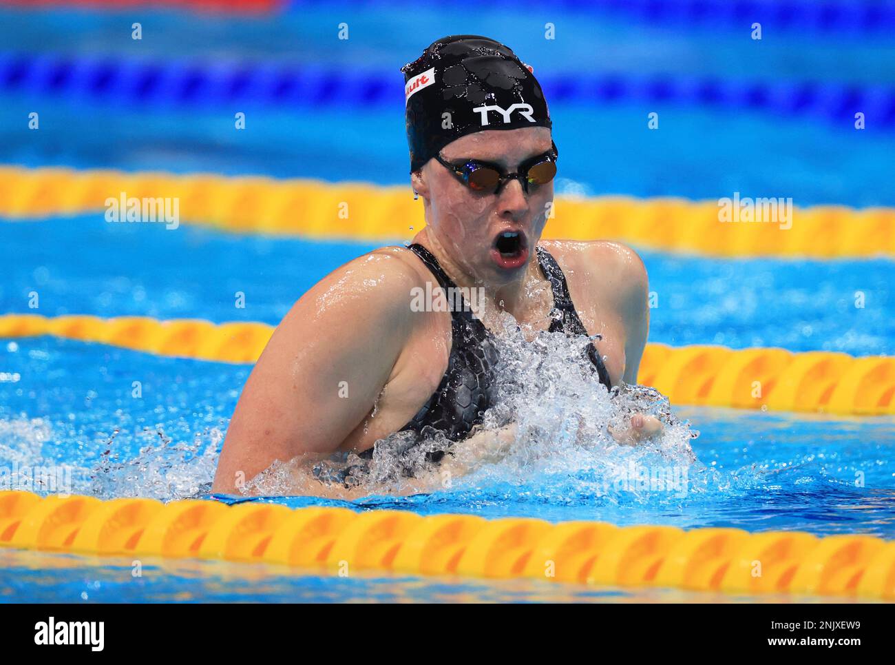 USA's Lilly KING competes during the Women 200m Breaststroke in the ...