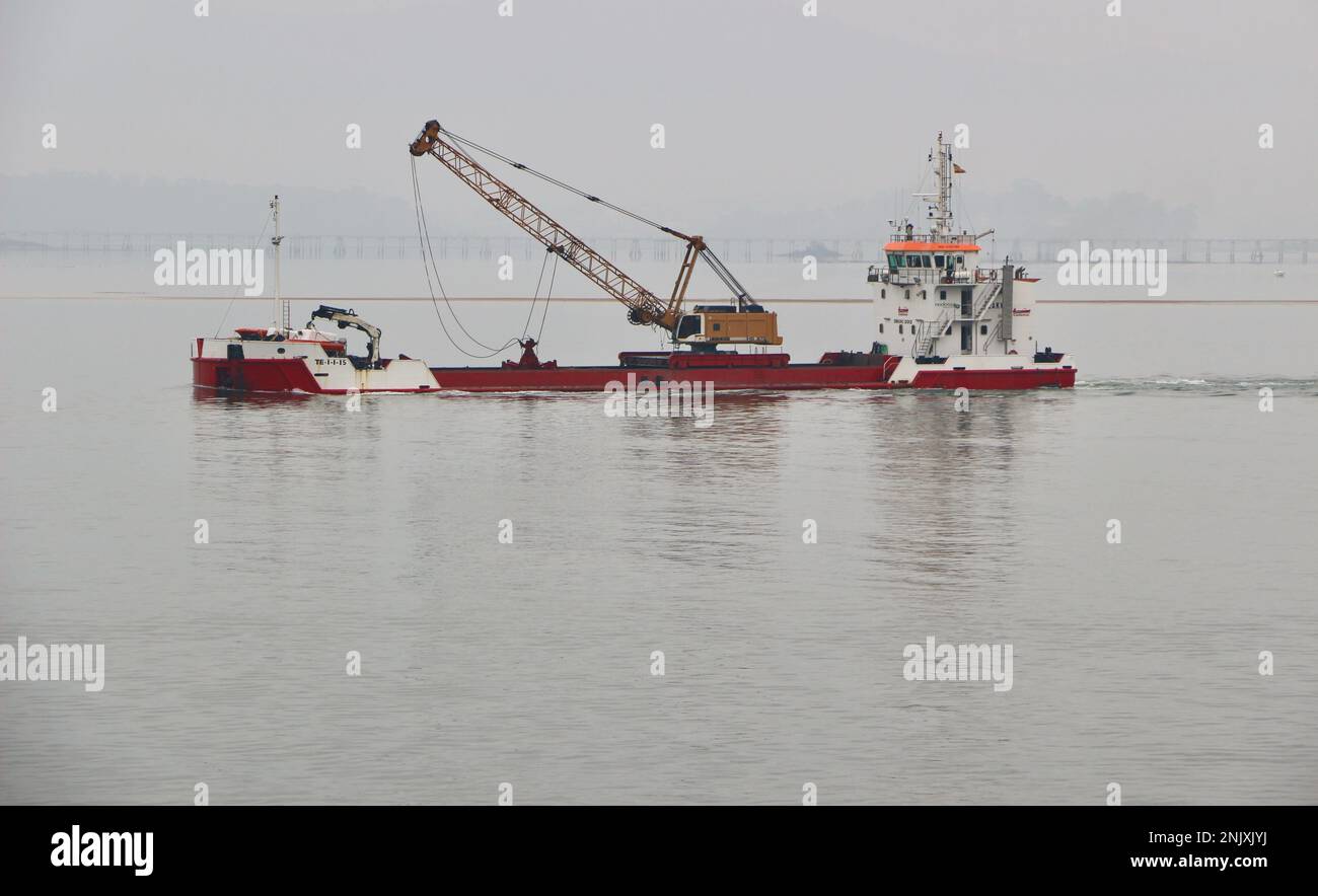 Hopper Dredger ship Omvac Cinco in the bay of Santander Cantabria Spain ...