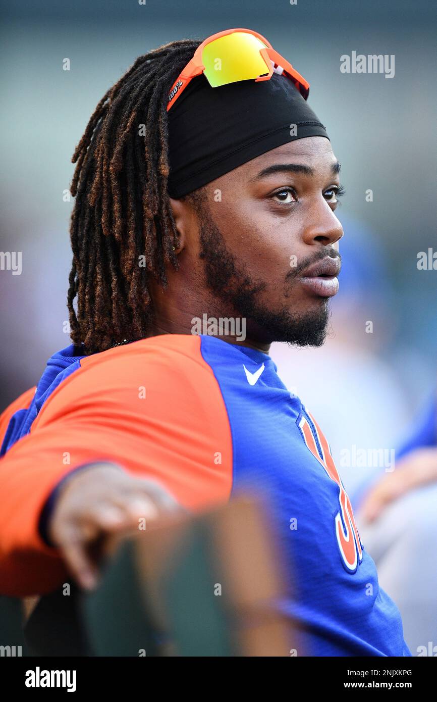 ANAHEIM, CA - JUNE 12: New York Mets outfielder Khalil Lee (24) looks ...