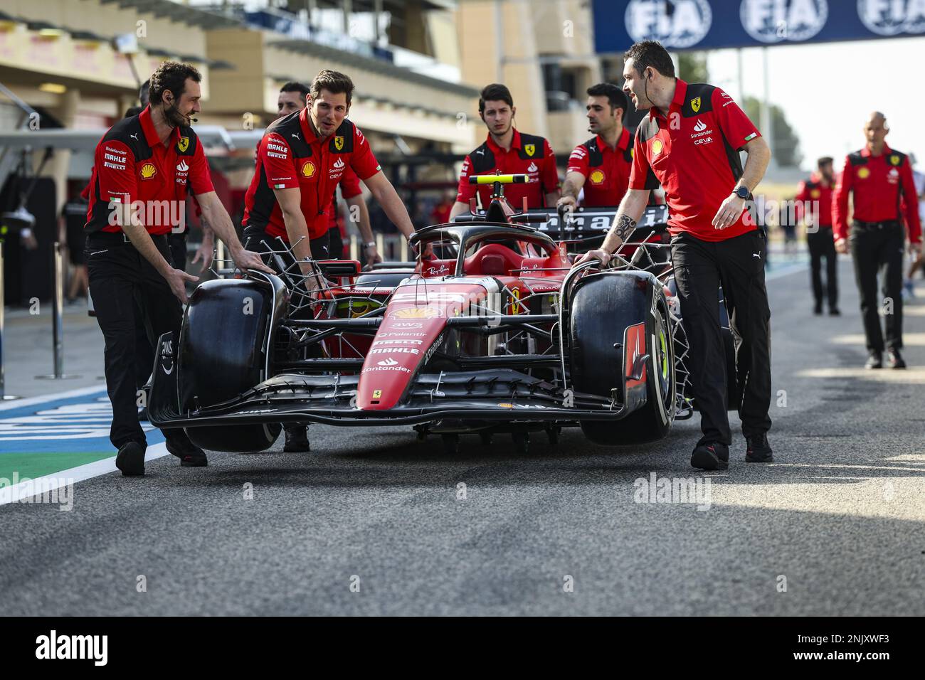 Sakhir, Bahrain - 23/02/2023, Scuderia Ferrari SF-23, pitlane, during ...