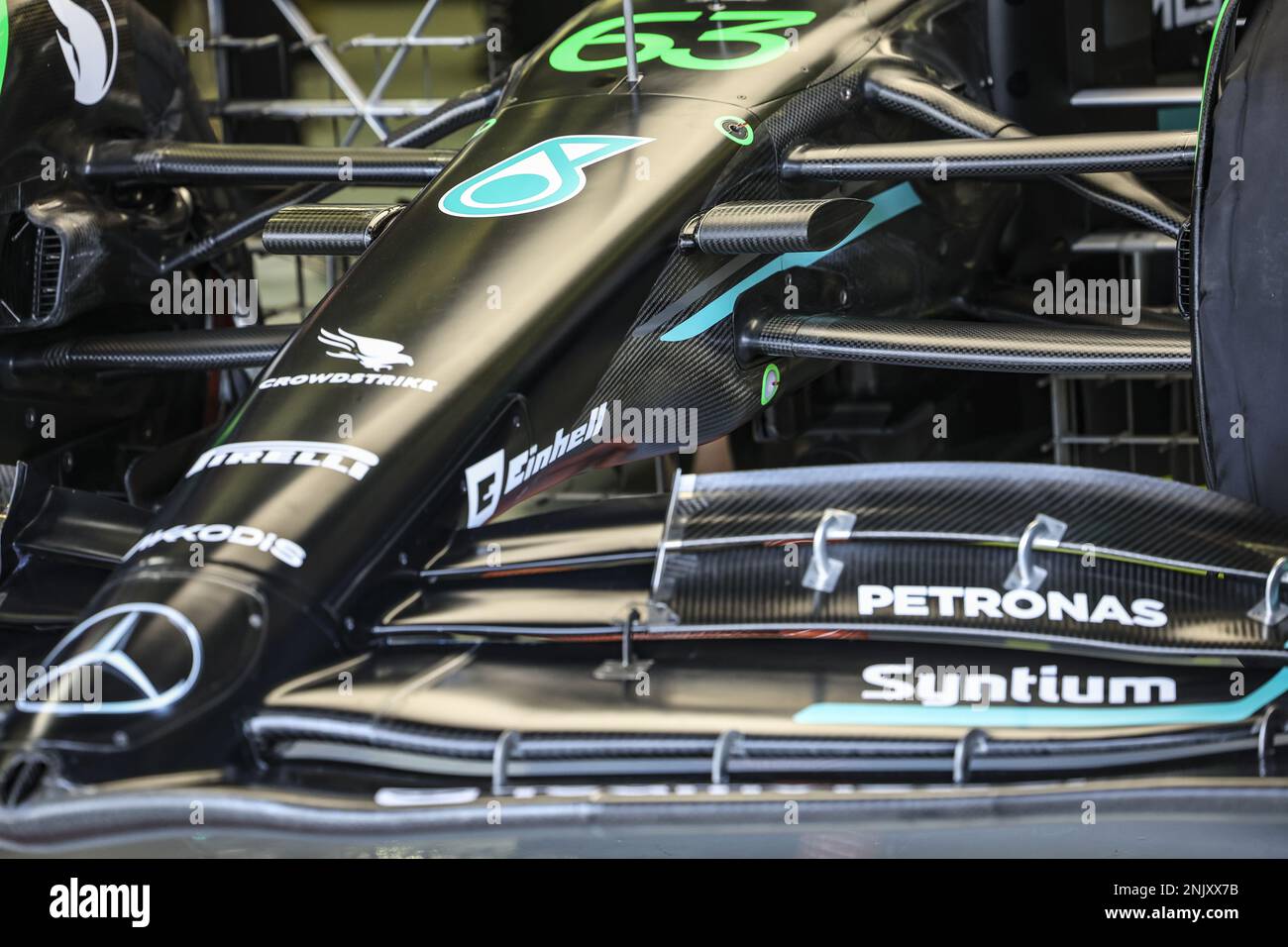 Sakhir, Bahrain - 23/02/2023, Mercedes AMG F1 Team W14, front wing ...