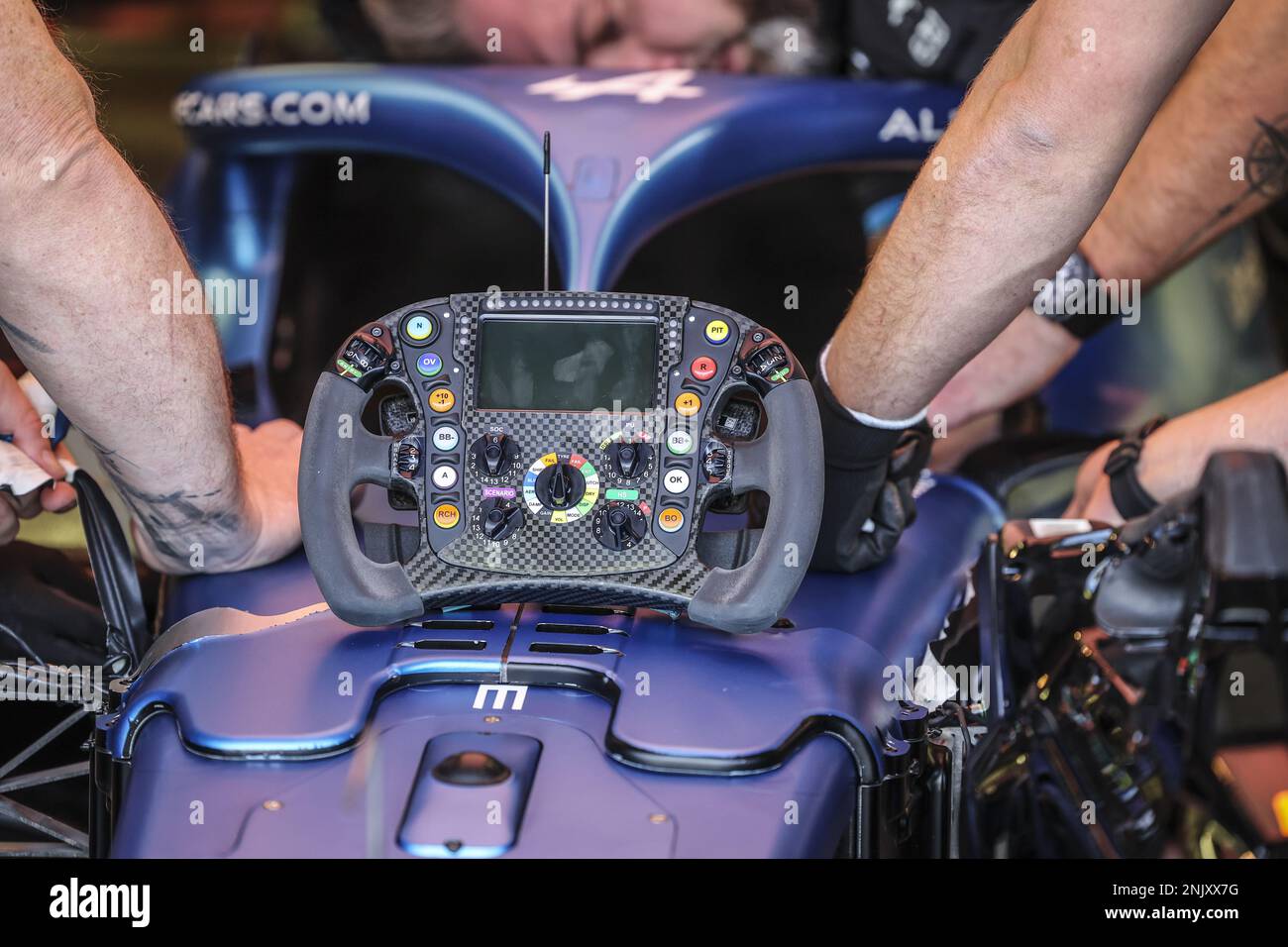 Sakhir, Bahrain - 23/02/2023, Alpine F1 Team A523, steering wheel ...