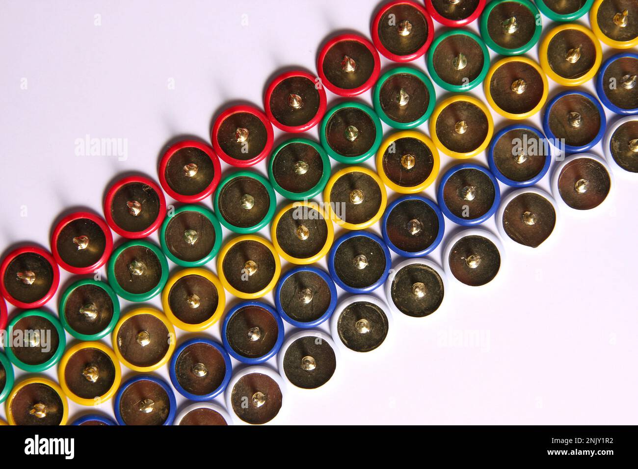 colourful tacks, in rows cutout Stock Photo - Alamy