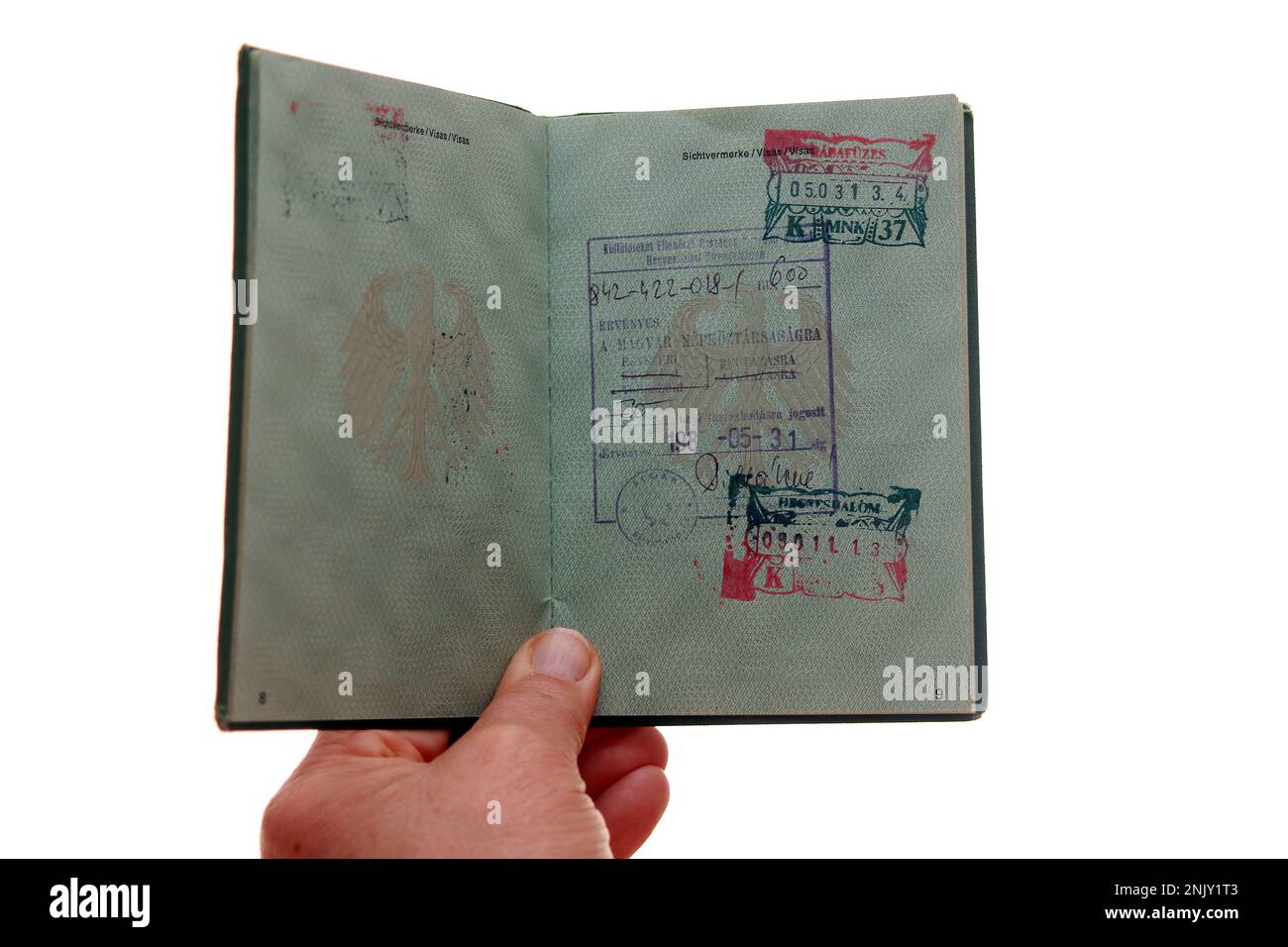 entry stamp in German passport of 2008, Hungary, Hungary, Sofia Stock ...