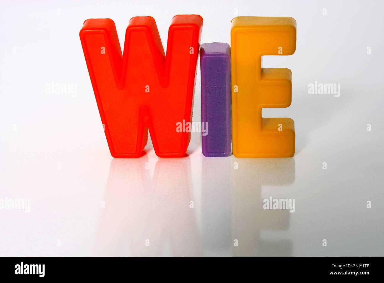 colourful characters building the word WIE, how Stock Photo - Alamy