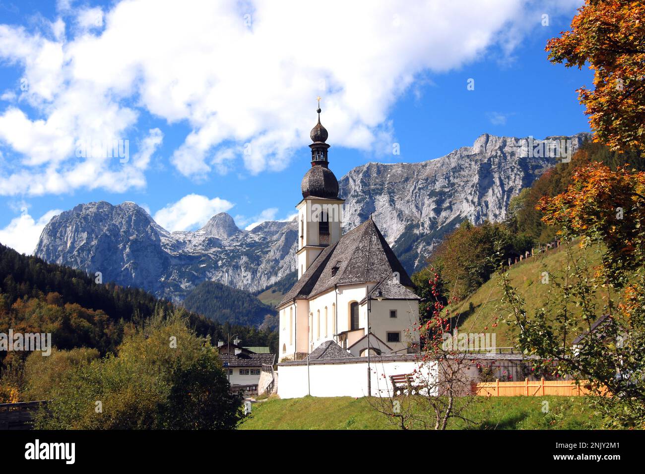 Parish Church of St Sebastian in Ramsau with Reiteralm, Germany ...