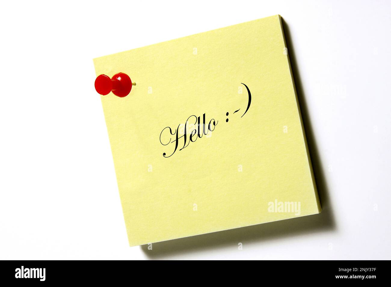 notepad lettering Hello Stock Photo - Alamy