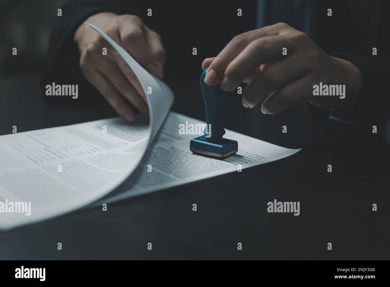 Man stamping approval of work finance banking or investment marketing ...