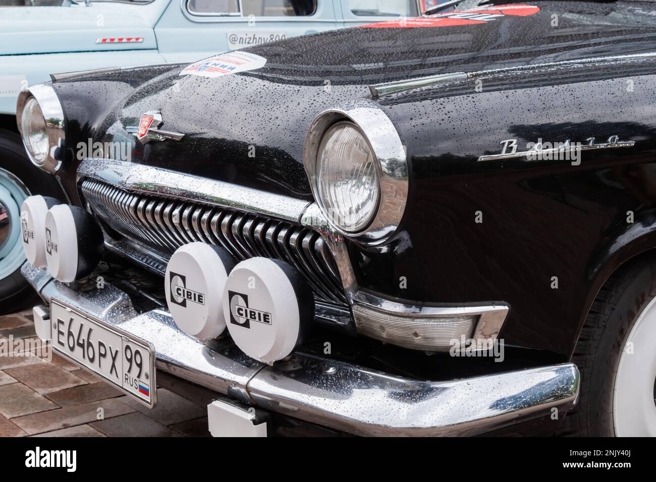 Black sport GAZ M21 Volga at Classic Soviet Car Exhibition Stock Photo ...