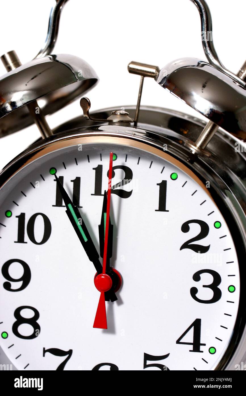 old alarm clock, 5 before 12 Stock Photo - Alamy