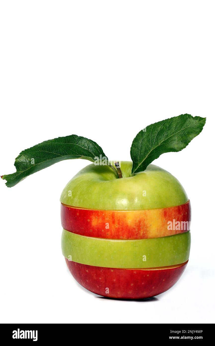 apple made of red and green apple slices, cutout Stock Photo - Alamy