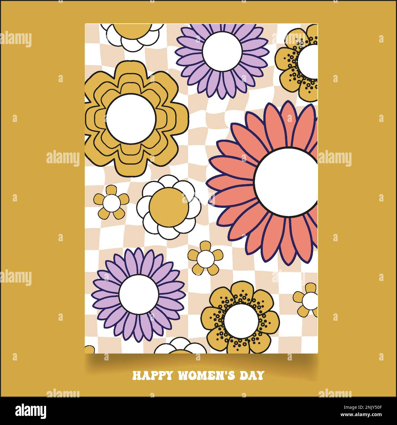 Seventies retro Flower Power background with hippie flowers ...