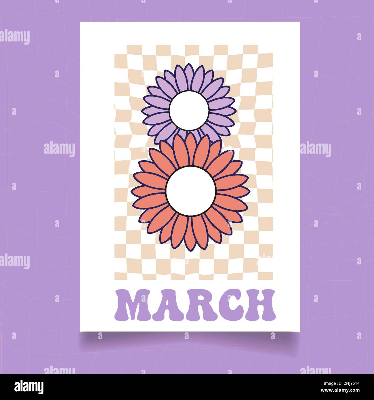 Seventies retro Flower Power background with hippie flowers ...